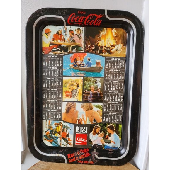 Coca Cola | Other | Vintage 981 Coca Cola Metal Serving Tray Calendar ...